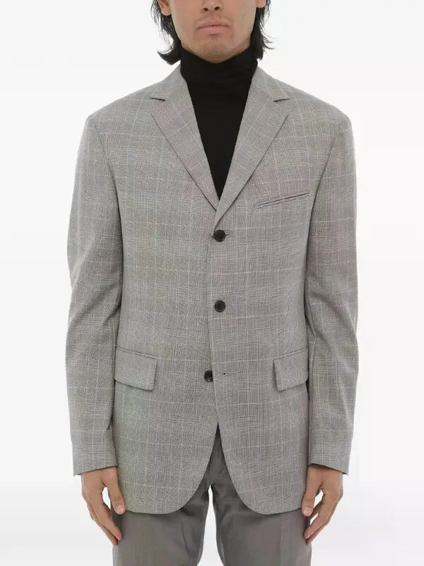 Corneliani Checked Single-breasted Jacket - Grey