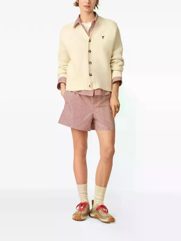 AMI Paris Cotton And Wool Arrow Cardigan - Neutrals