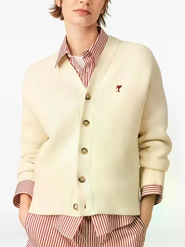 AMI Paris Cotton And Wool Arrow Cardigan