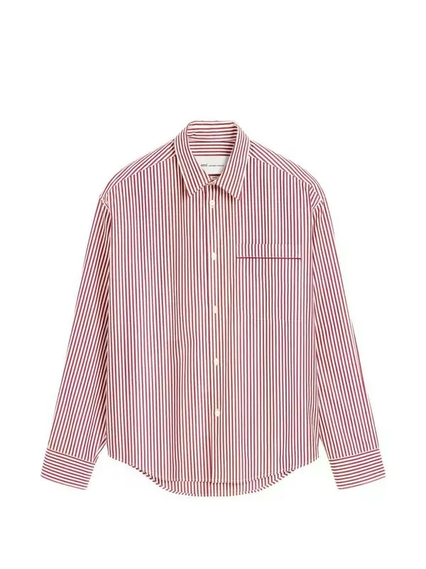 AMI Paris Cotton Long Sleeves Boxy Fit Shirt - Red