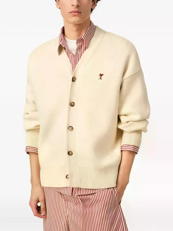 AMI Paris Cotton And Wool Arrow Cardigan
