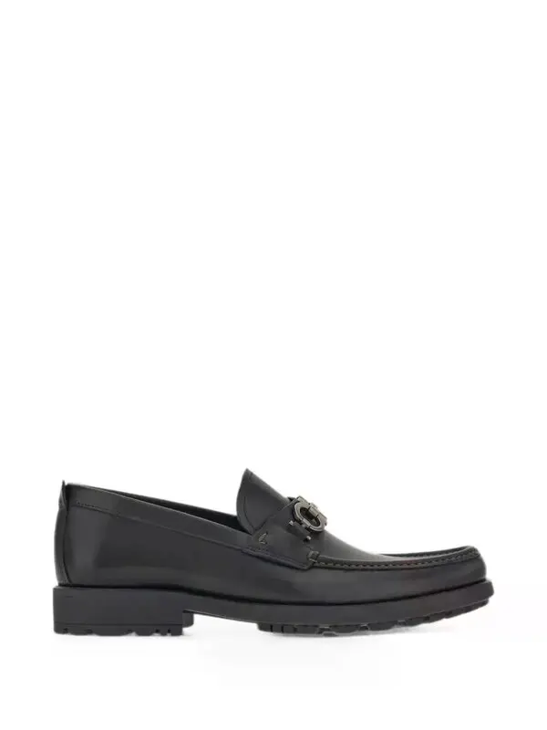FERRAGAMO Gancini Lug-sole Loafers - Black