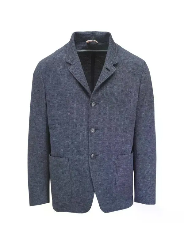 Canali Textured-finish Notch-lapels Jacket - Blue