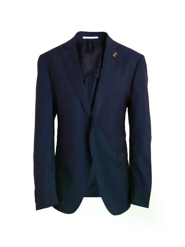 Pal Zileri Logo-plaque Single-breasted Blazer - Blue