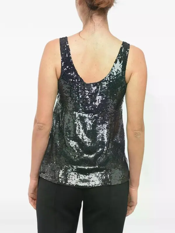 P.a.r.o.s.h Sequin-embellished Sleeveless Tank Top - Black