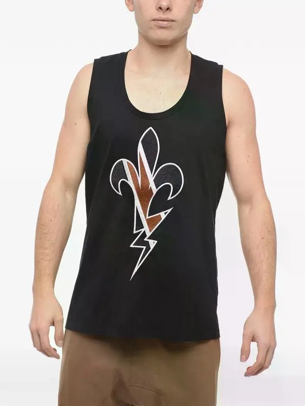 Neil Barrett Fleur-de-thunder Embroidered Tank Top - Black