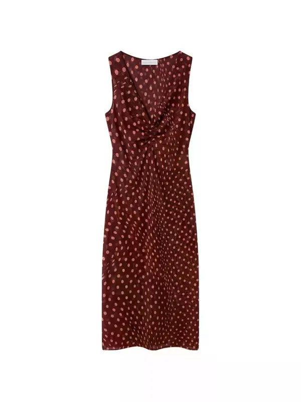 Stella McCartney Polka-dot Ruched Midi Dress - Red
