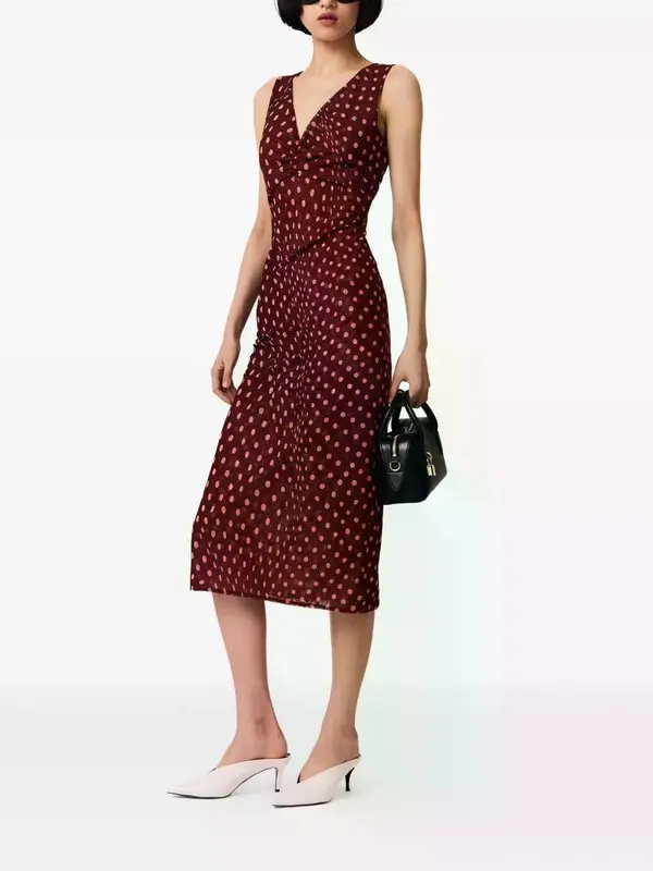 Stella McCartney Polka-dot Ruched Midi Dress