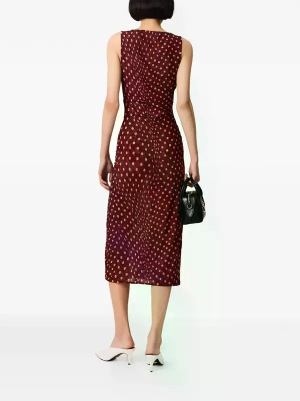 Stella McCartney Polka-dot Ruched Midi Dress