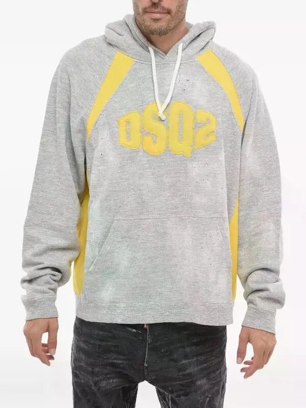 Dsquared2 Logo-embroidered Distressed Hoodie - Grey