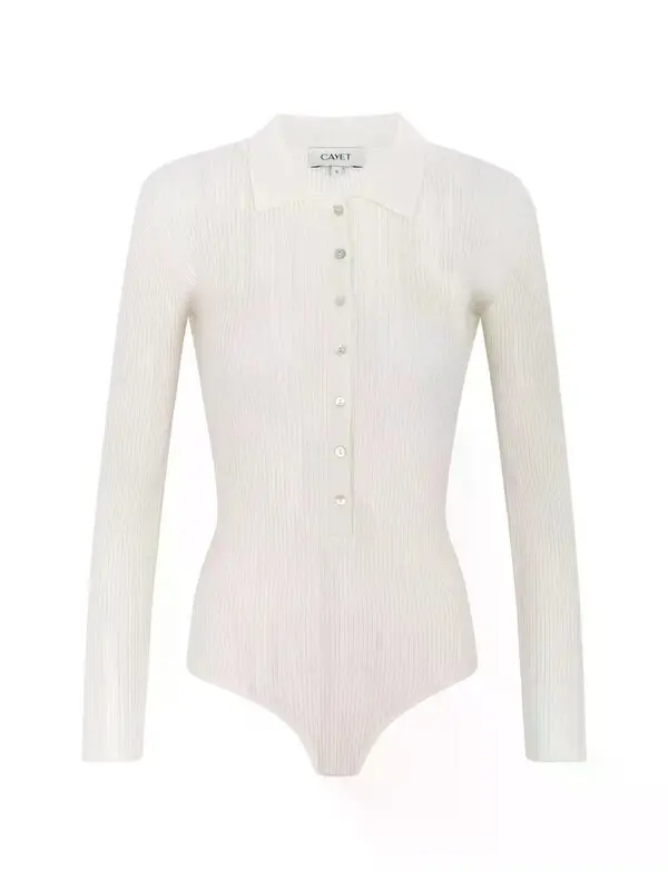 CAYET Jill Ribbed-knit Bodysuit - Neutrals