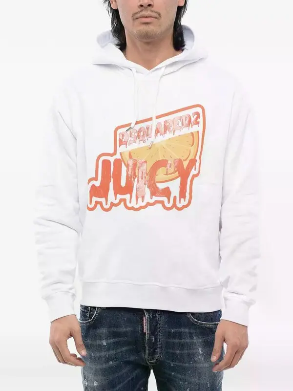 Dsquared2 Logo-print Brushed Hoodie - White
