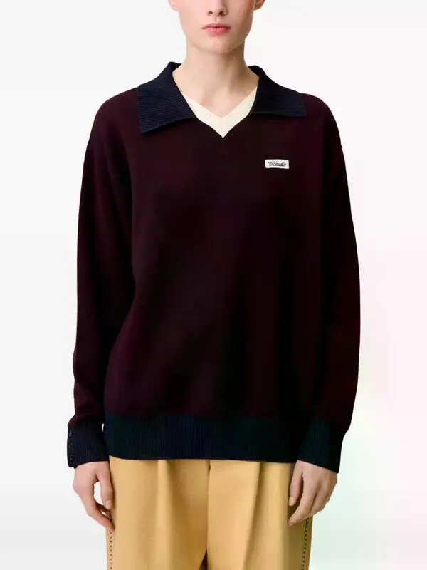 Claudie Pierlot Logo-patch V-neck Sweater