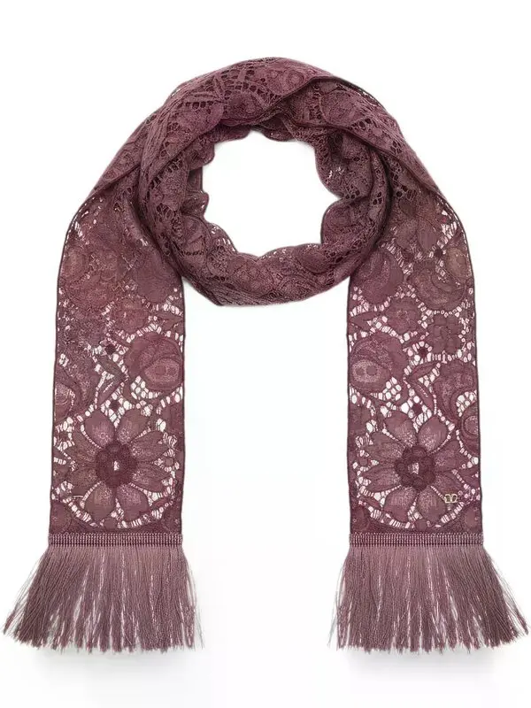 Valentino Garavani Lace Fringed Scarf - Red