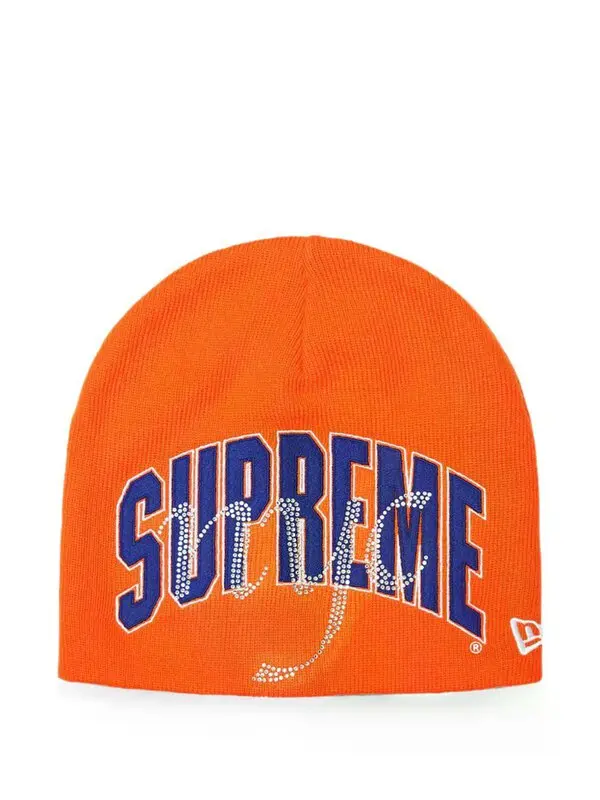 Supreme X New Era Nyc Rhinestone-embellished Beanie Hat - Orange