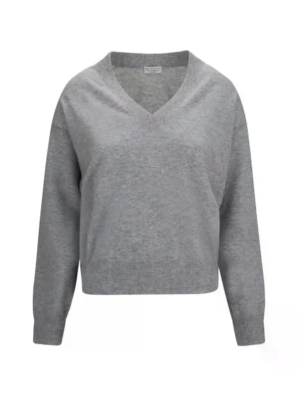 Brunello Cucinelli V-neck Cashmere Sweater - Grey
