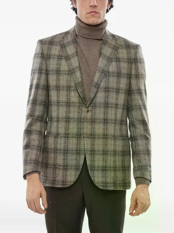 Corneliani District Check Long-sleeve Blazer - Neutrals
