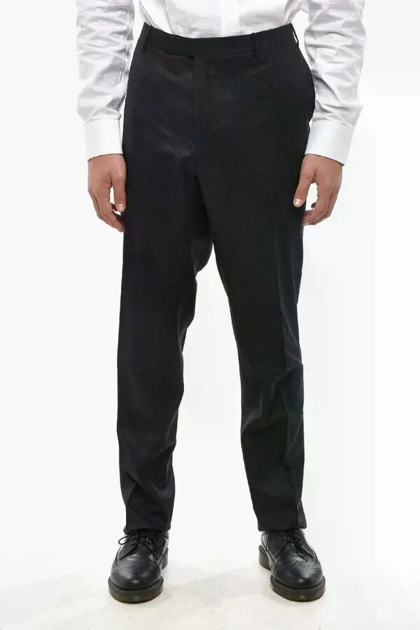 Corneliani Flat-front Wool Tailored Trousers - Grey