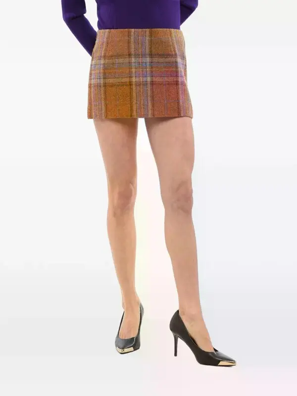 We11Done Check-pattern A-line Mini Skirt - Orange