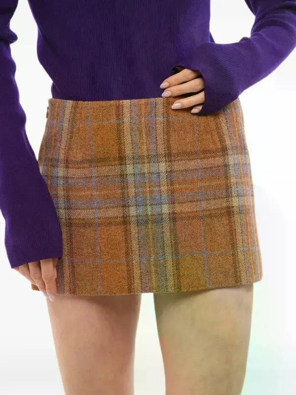 We11Done Checked A-line Mini Skirt