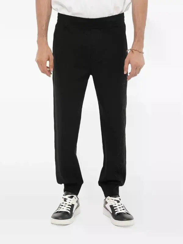 Neil Barrett Jumbled Bolts Embroidered Track Pants - Black