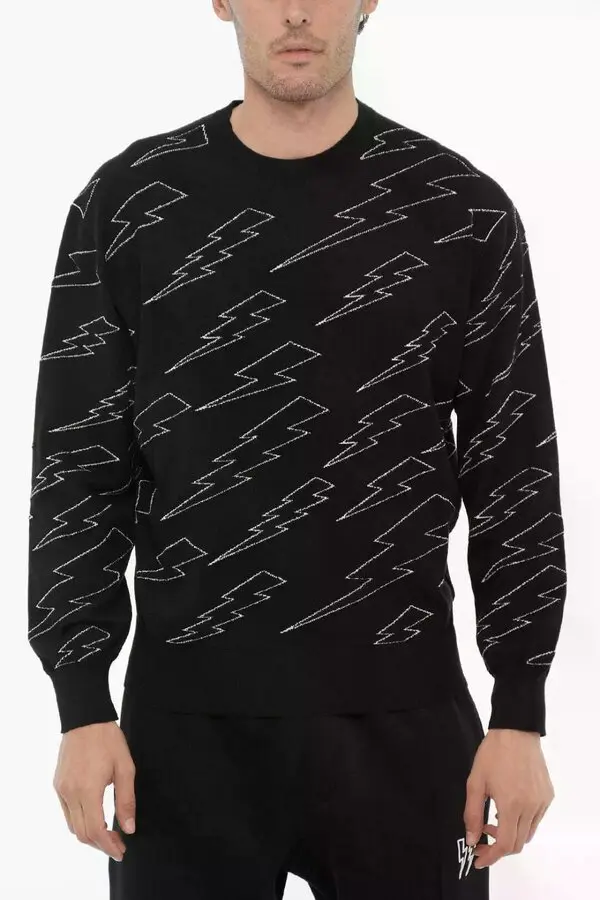Neil Barrett Thunderbolt-embroidered Sweater - Black