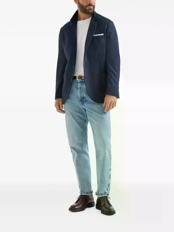 Brunello Cucinelli Cashmere Jersey Blazer With Patch Pockets - Blue