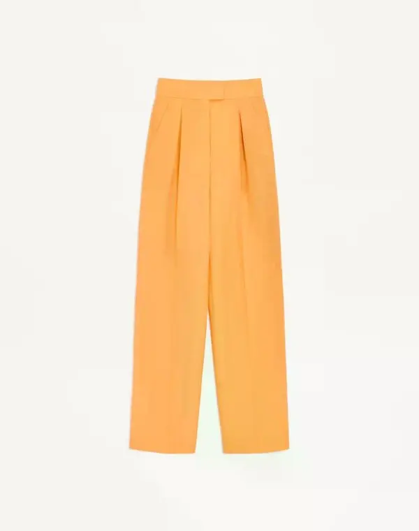 Valentino Garavani British Pleated Straight-leg Trousers - Orange