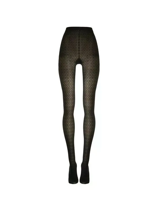 Wolford Wave-pattern Circular-knit Tights - Black