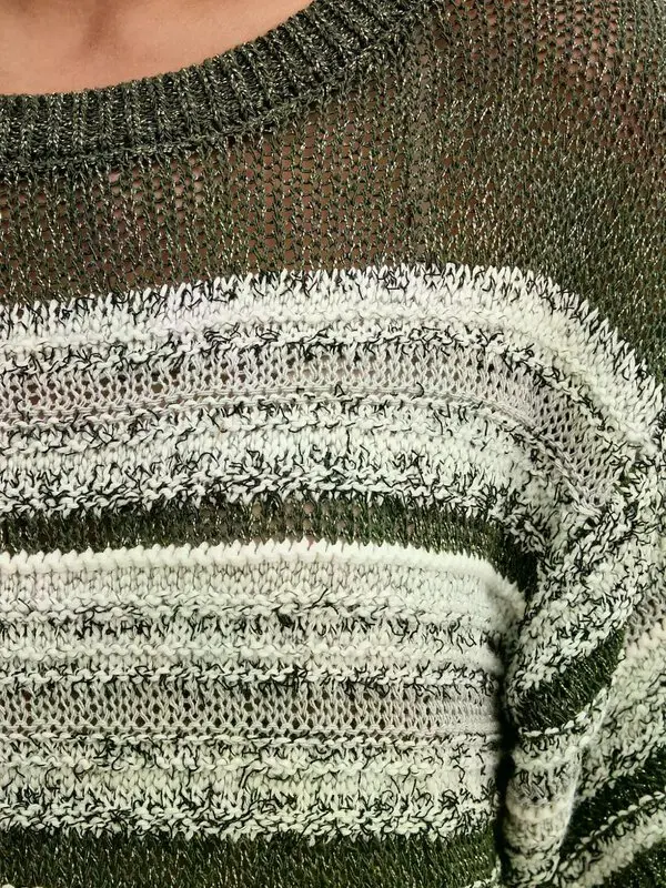 BENETTON Striped Short-sleeved Cropped Sweater