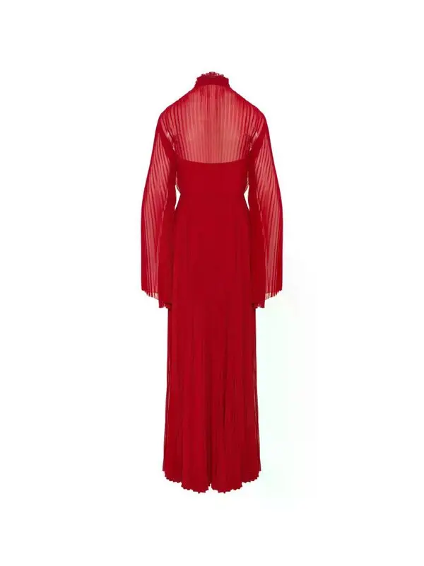 Gucci Pleated Pussy-bow Long-sleeved Maxi Dress