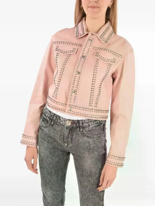 Philipp Plein Crystal-embellished Leather Jacket - Pink
