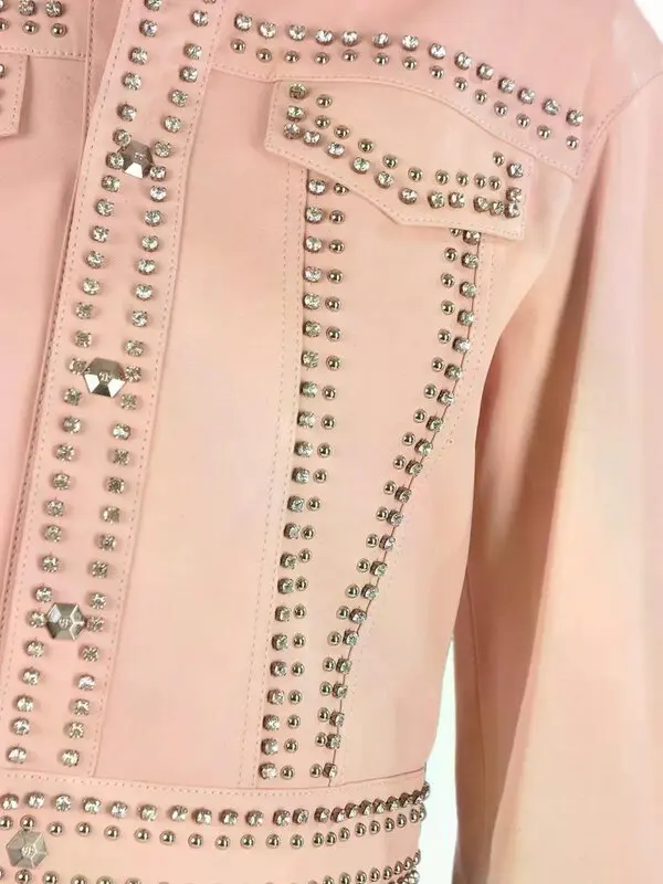 Philipp Plein Crystal-embellished Leather Jacket