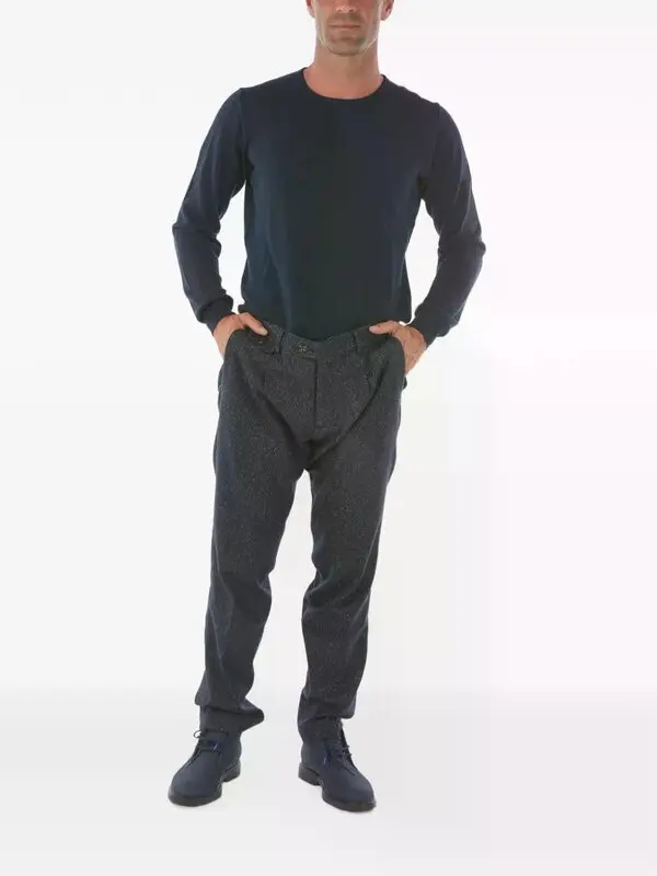 CRUNA Herringbone Pleated Trousers - Blue