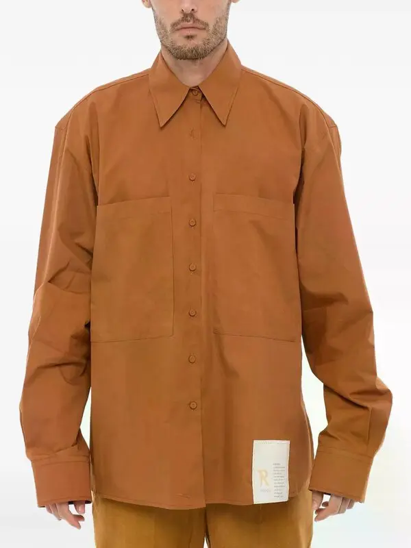 RAMAEL Italian-collar Cotton Shirt - Brown