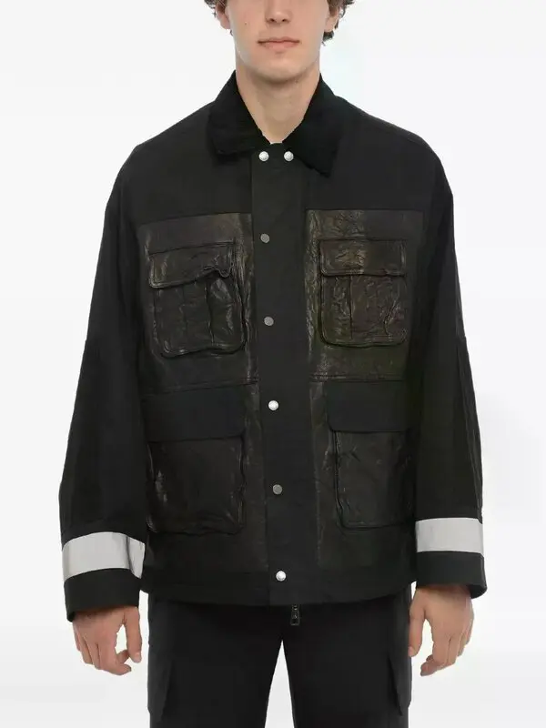 Neil Barrett Leather-panelled Ribbed-collar Shirt Jacket - Black