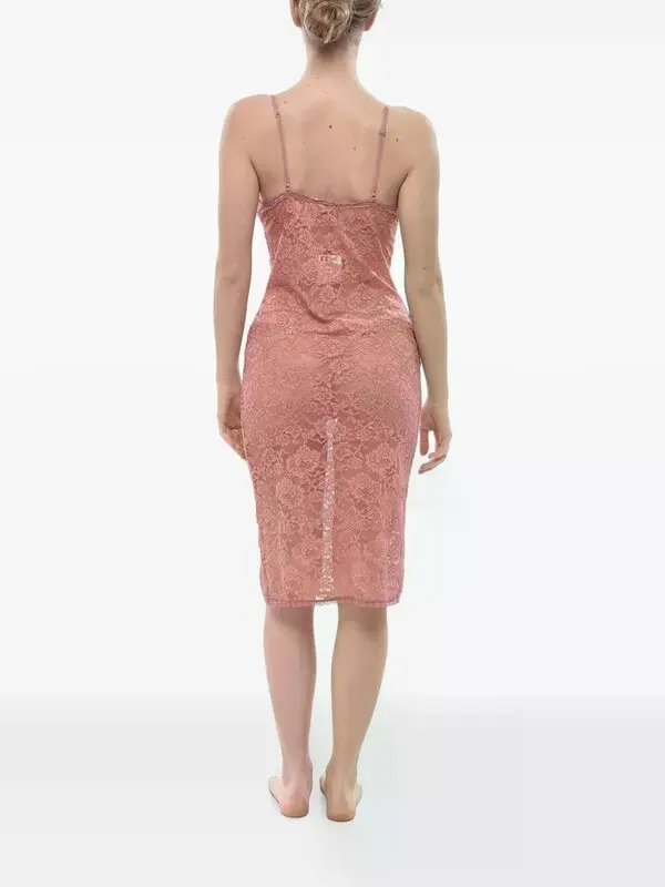 Oseree Lace-overlay Fitted Midi Dress
