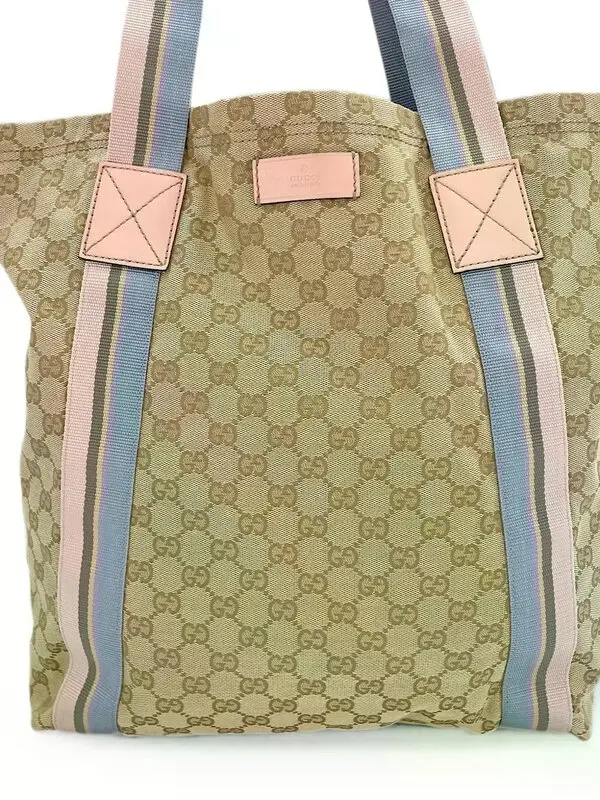 Gucci 2000s Gg Supreme Striped Tote Bag - Neutrals