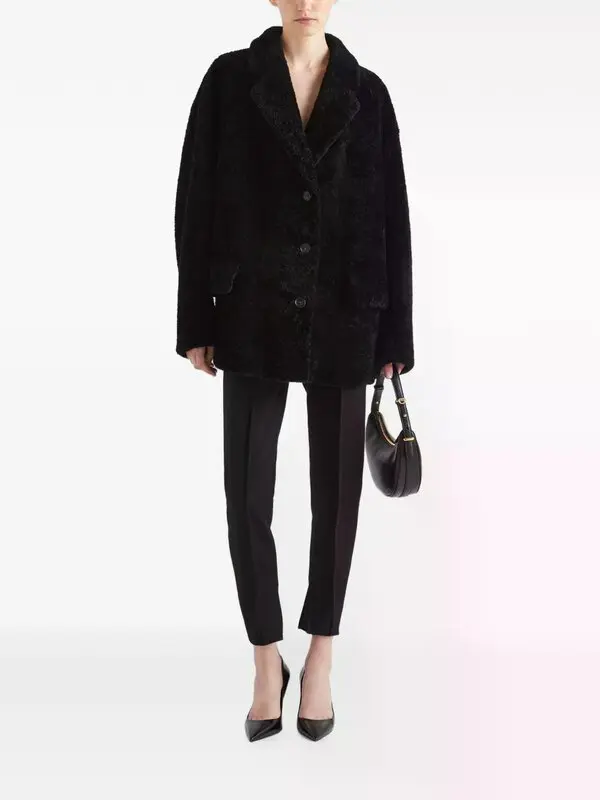 Prada Shearling Caban Jacket - Black
