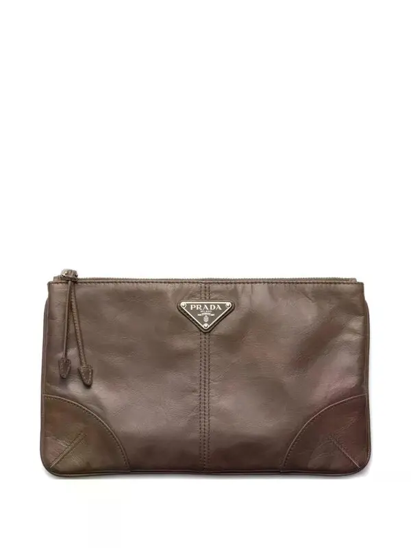 Prada Leather Pouch - Brown