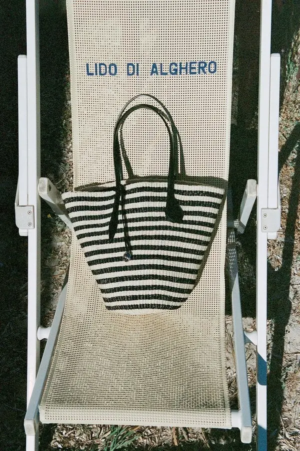 LIFFNER Straw Basket Black And Cream - Multi