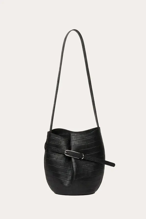 LIFFNER Belted Bucket Bag Croc - Black