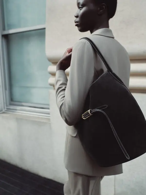 LIFFNER Belted Suede Bucket Bag