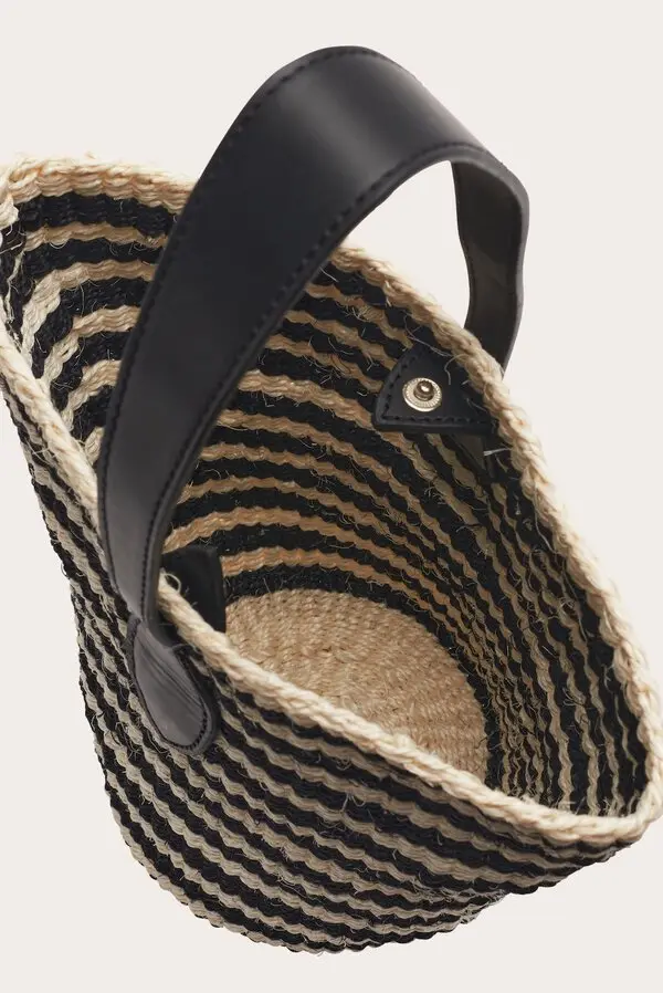 LIFFNER Striped Woven Basket Bag - Beige