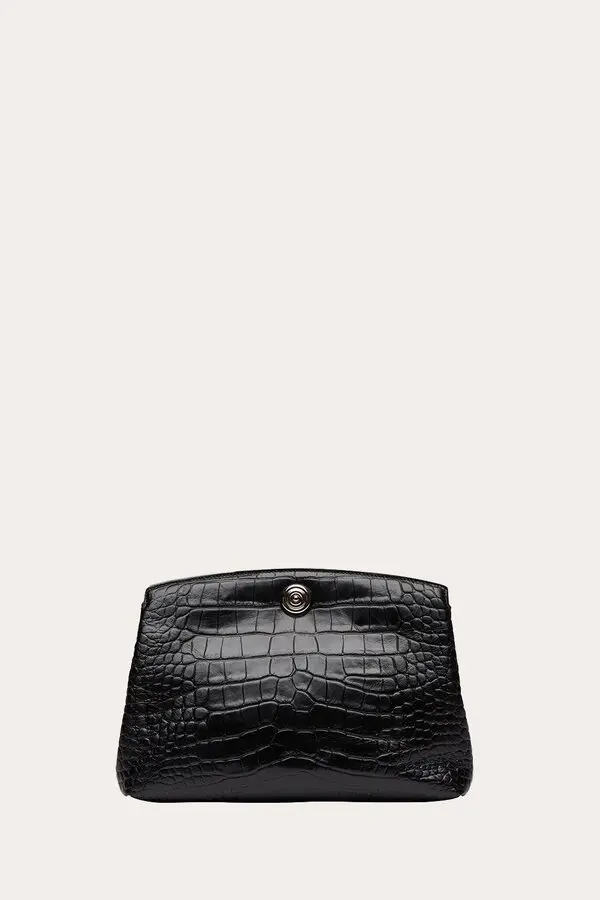 LIFFNER Pushlock Pouch In Croc Effect Leather - Blue