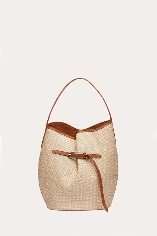 LIFFNER Belted Bucket Bag Large Raffia