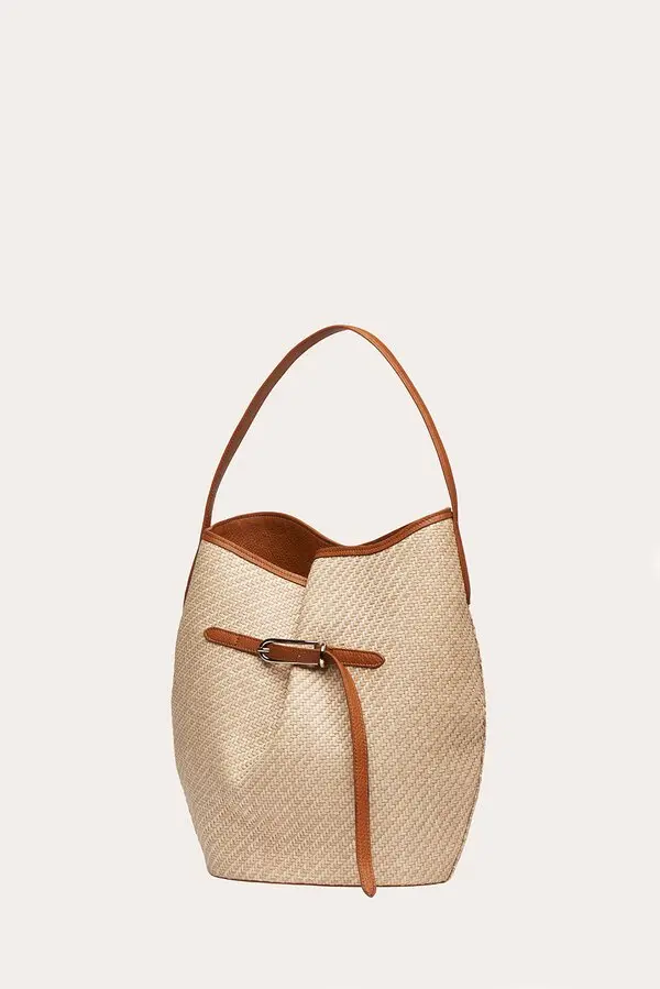 LIFFNER Belted Bucket Bag In Raffia