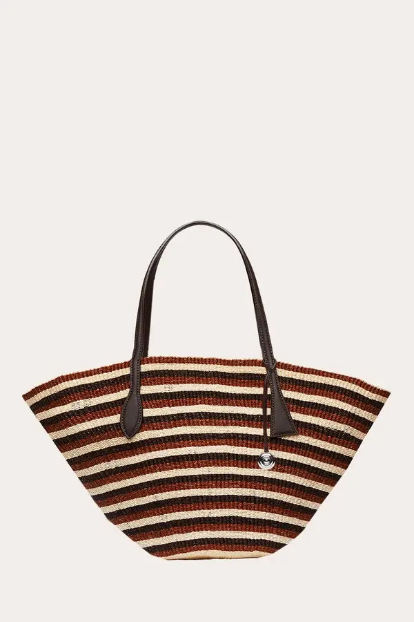 LIFFNER Sprout Basket Multi Striped Woven Tote - Black