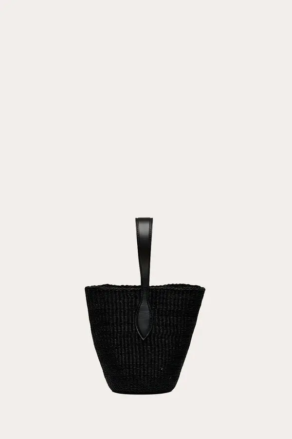 LIFFNER Woven Basket With Single Handle - Black