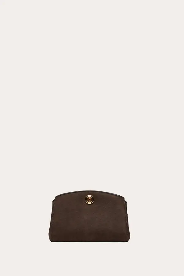 LIFFNER Pushlock Clutch In Ostrich Leather - Brown